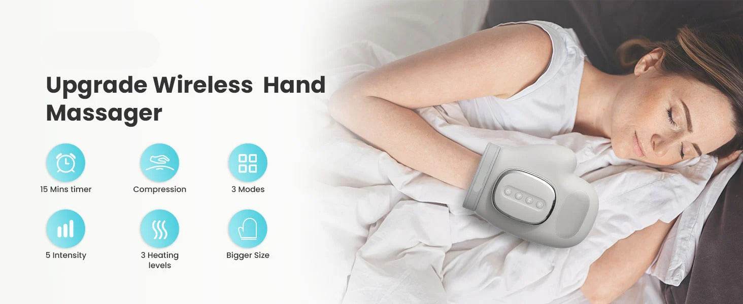 Wireless Hand Massager with Heat & Compression | Cordless for Arthritis ...